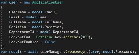 Using ASP NET Core Identity LockoutEnabled Always Set To True Using UserManager CreateAsync