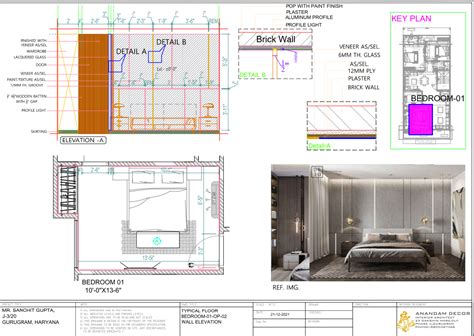 Bedroom Wall Elevation Autocad Dwg 10x136 Details