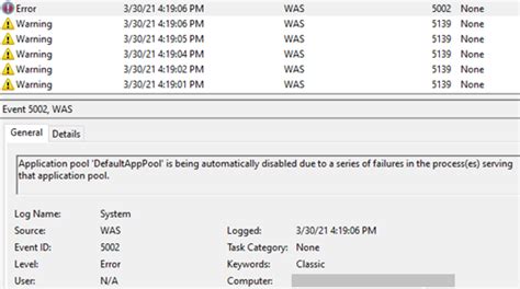 Event 2269 Worker Process For App Pool Failed To Initialize Sys