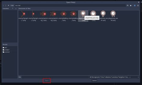 AnimatedSprite Doesn T Show Open Button Clickable For Frames Dialog Issue