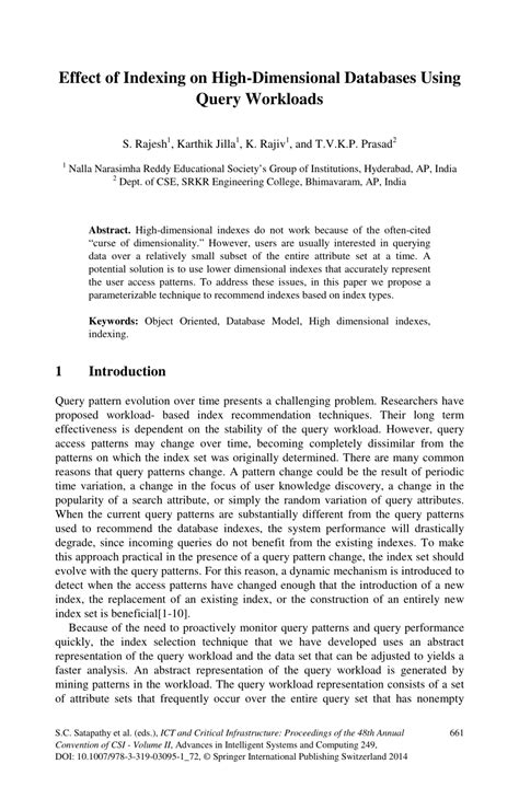 Pdf Effect Of Indexing On High Dimensional Databases Using Query