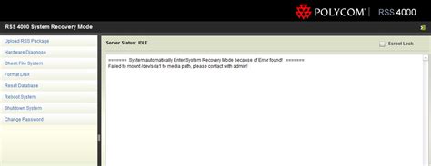 Polycom RSS In System Recovery Mode HP Support Community