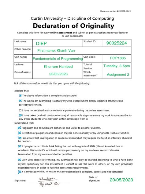 declaration of originality online fillable form pdf