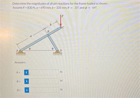 Solved Determine The Magnitudes Of All Pin Reactions For The