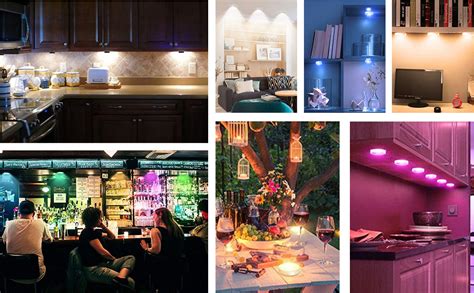 HFCDL LED Puck Lights With Remote Control 50lm RGBW Color Changing Closet Battery Light 13