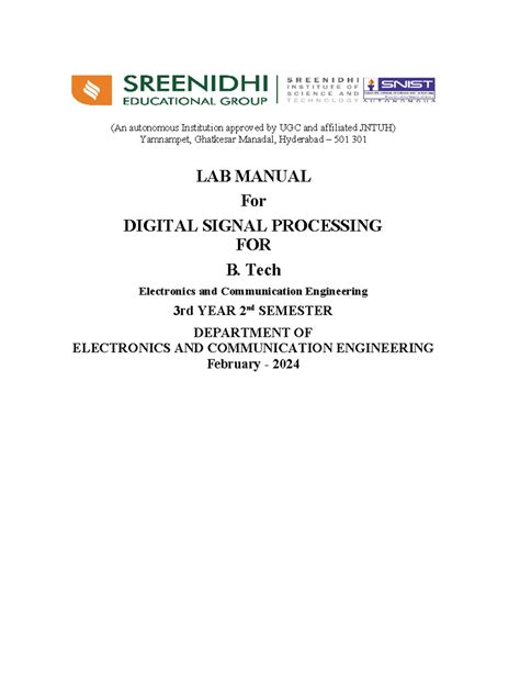 DSP Lab Manual An Autonomous Institution Approved By UGC And Affiliated JNTUH Yamnampet