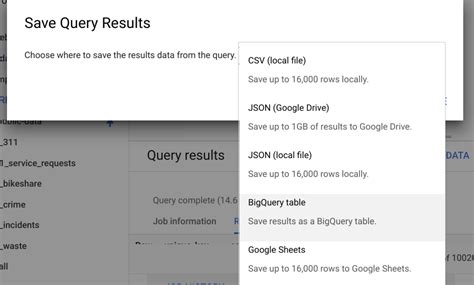 Google Cloud Platform How To Export More Than 16000 Rows In Bigquery