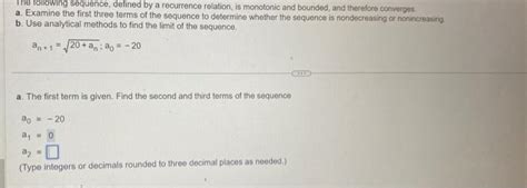 Solved The Following Sequence Defined By A Recurrence