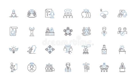 Senior Leadership Line Icons Collection Authority Experience