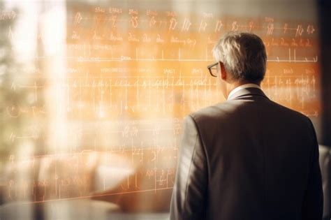 Premium Photo View From Behind A Human Figure Visualizing A Large Technological Screen