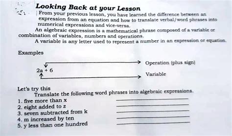 Solved Looking Back At Your Lesson From Your Previous Lesson You Have