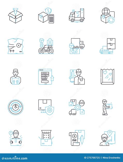 Dispatch Service Linear Icons Set Delivery Transportation Logistics Shipment Dispatch