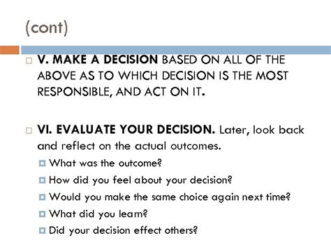 DECISION MAKING AND GOAL SETTING OBJECTIVES Babes Will Be