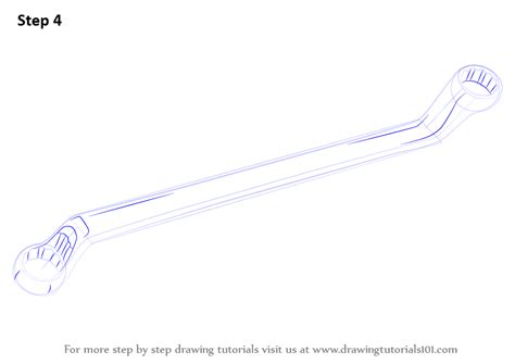 Learn How To Draw Offset Ring Spanner Tools Step By Step Drawing Tutorials
