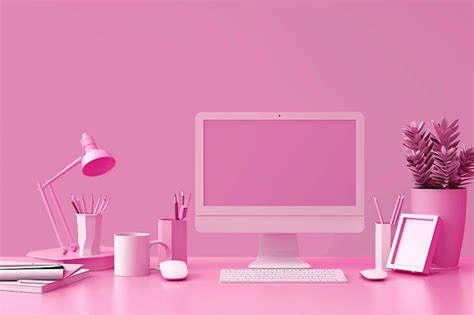 A Pink Computer Monitor With A Pink Background With A Pink Background Premium Ai Generated Image