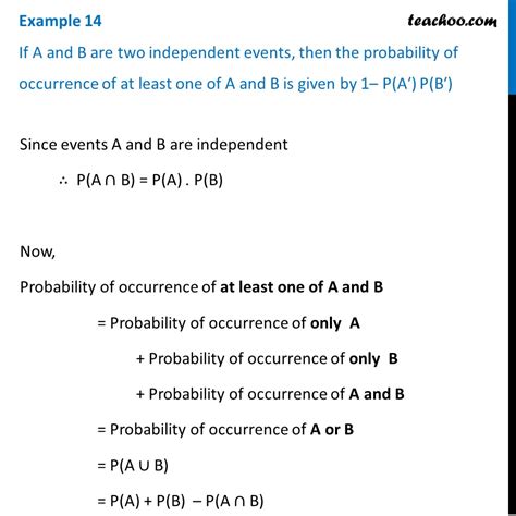 Example Probability Of Atleast One Of A B Is P A P B