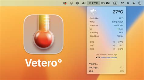 Appleのweatherkitを利用しメニューバーから現在地の天気を確認できるアプリ「vetero°」がリリース。