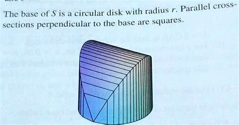 solved the base of is a circular disk with radius r parallel cross