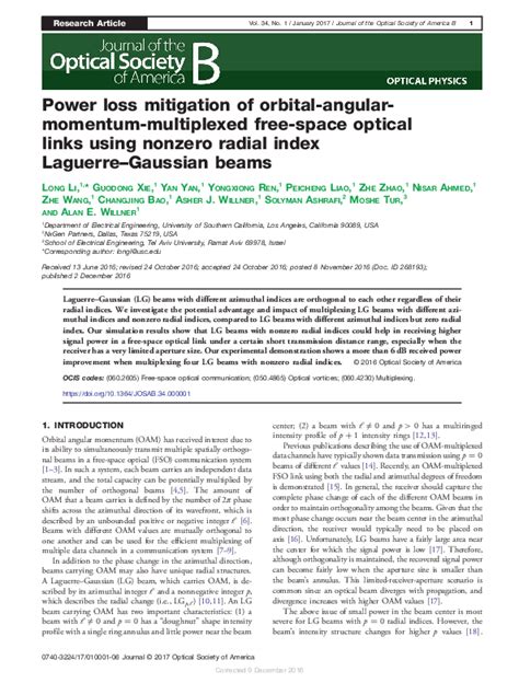 Pdf Power Loss Mitigation Of Orbital Angular Momentum Multiplexed