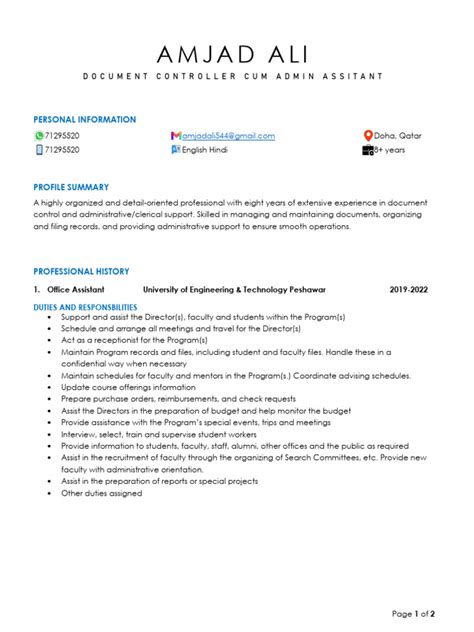 document controller cv pdf specification technical standard