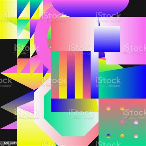 Generative Design Artwork Of Abstract Vector Generated Shapes Composition Stock Illustration