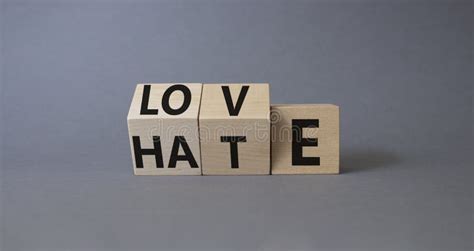 Love Vs Hate Symbol Wooden Cubes With Words Hate And Love Beautiful