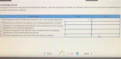 solved knowledge check for each of the five transactions
