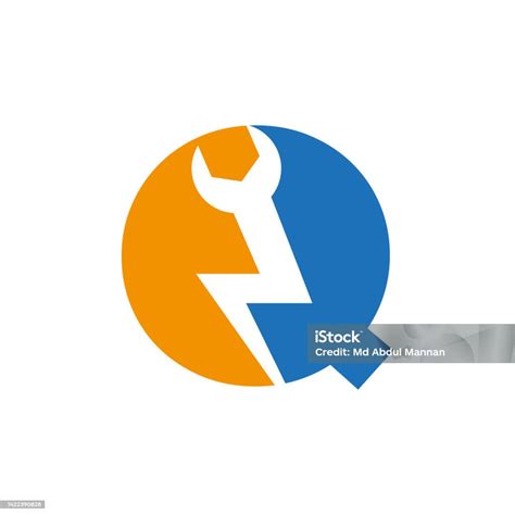 초기 편지 Q 수리 렌치 및 볼트 전원 로고 디자인 수리 전기 사인 벡터 템플릿 개념에 대한 스톡 벡터 아트 및 기타 이미지 개념 건설 산업 교통수단 Istock