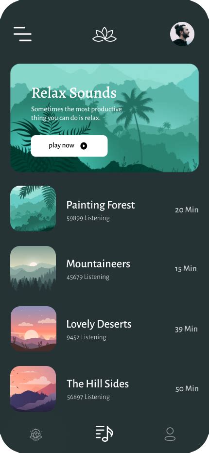 Meditation App Ui Design Templete With Prototype And Interactive