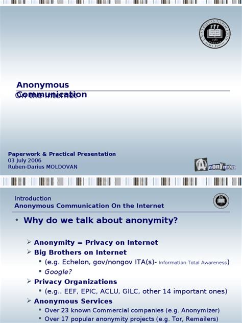 Anonymous Communication On The Internet Pdf Anonymity Proxy Server