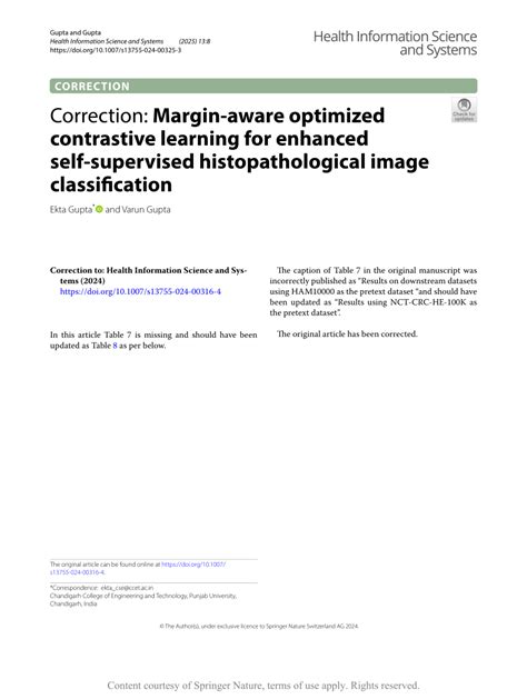 Correction Margin Aware Optimized Contrastive Learning For Enhanced Self Supervised