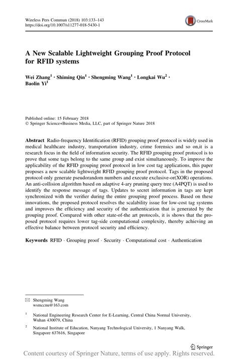 A New Scalable Lightweight Grouping Proof Protocol For Rfid Systems