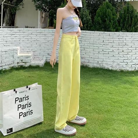 Ann Fashion กางเกงยีนส์ขายาวแฟชั่น กางเกงยีนส์เอวสูงขากระบอก พร้อมส่งทุกสี มีหลายสีให้เลือก ใส่