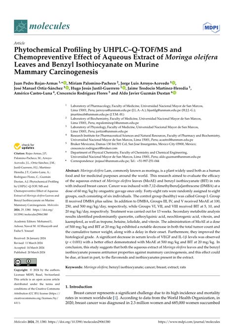 Pdf Phytochemical Profiling By Uhplcq Tofms And Chemopreventive