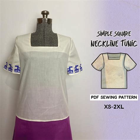 Simple Square Neckline Shirt Sewing Pattern Downloadable Pdf File And