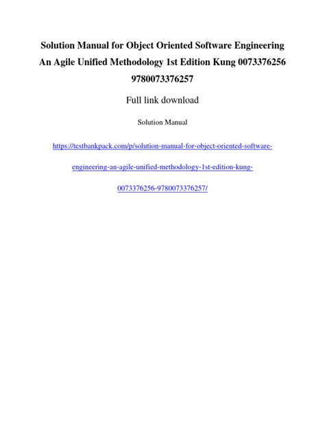 Solution Manual For Object Oriented Software Engineering An Agile