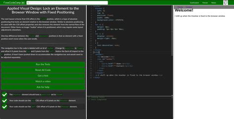 Applied Visual Design Lock An Element To The Browser Window With Fixed