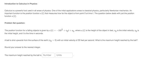 Solved Introduction To Calculus In Physics A Calculus Is A Chegg Com
