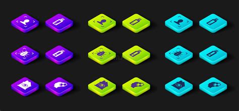 Set House With Eye Scan Head Shield System Bug USB Flash Drive And Face Recognition Icon