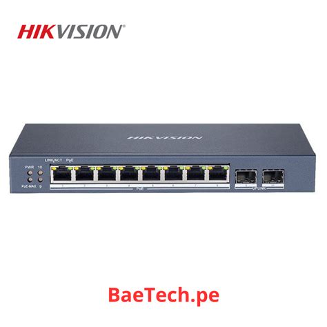 Switch Administrable 8 Puertos Poe Giga 2 Puertos Giga Para Fibra Op Baetech Peru