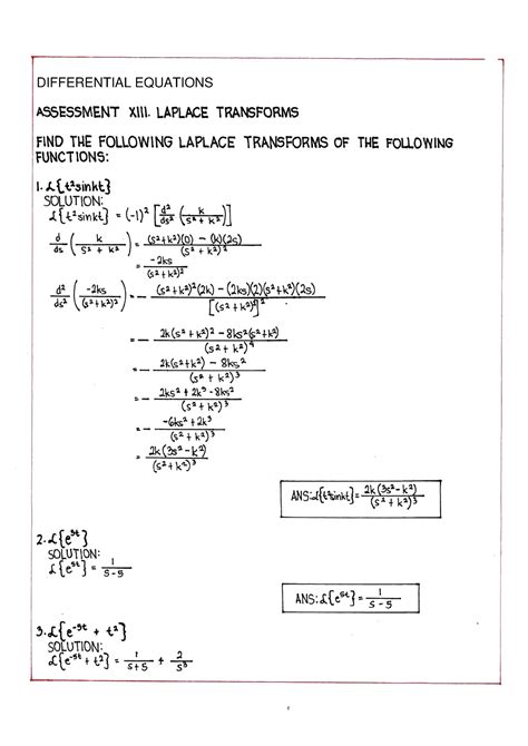 Differential Equations Laplace Transforms And Inverse Laplace