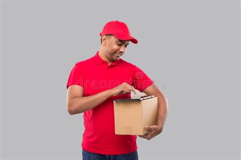 Delivery Man Holding A Lot Carton Boxes Wearing Medical Mask And Gloves Isolated Indian