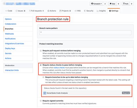 how to block the merge of pull requests when sonarqube quality gate is