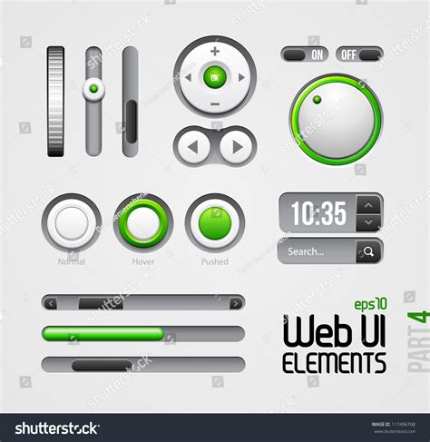 Web Ui Elements Design Gray Green Stock Vector Royalty Free