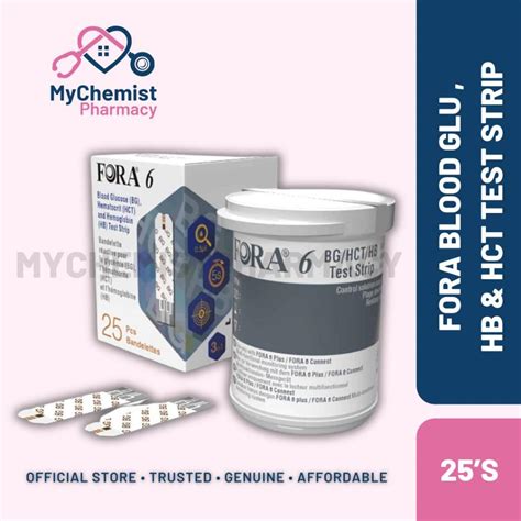 Fora 6 Blood Glucose Hemotocrit Hemoglobin 3 In 1 Test Strip 25s