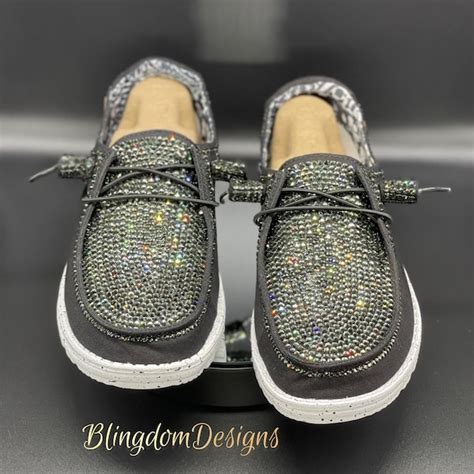 Black Sparkling Heydudes Etsy
