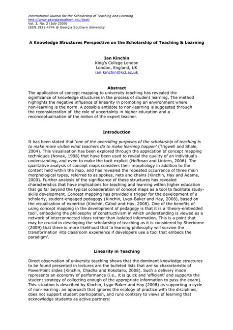 Pdf A Knowledge Structures Perspective On The Scholarship Of Teaching And Learning