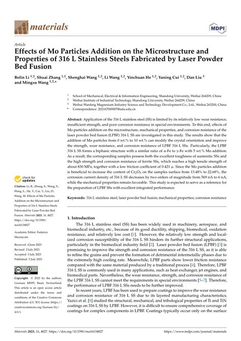 Pdf Effects Of Mo Particles Addition On The Microstructure And