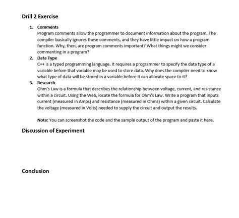 Solved Drill 2 Exercise 1 Comments Program Comments Allow