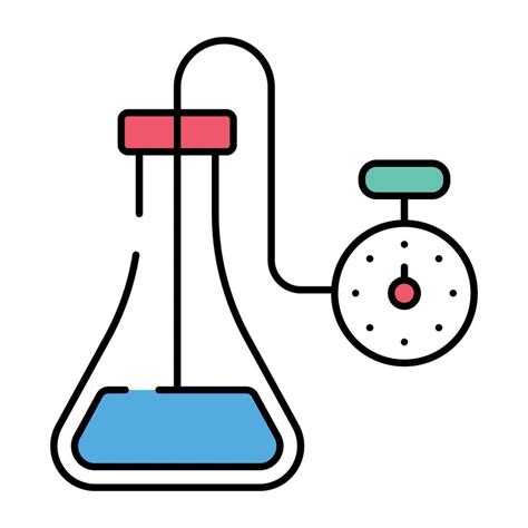 chemical flask with stopwatch icon of experiment time 41017428 vector